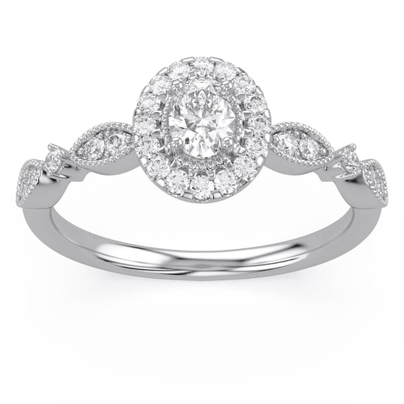 AFFY Halo Promise Ring for Women, 0.30 Carat (ctw) Oval and Round Lab ...