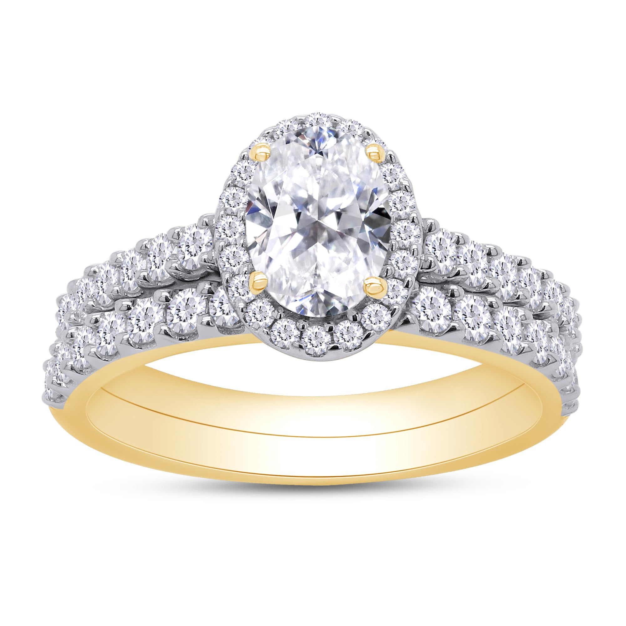 AFFY Halo Solitaire Bridal Ring Set for Women 1.00 Carat Oval and Round ...