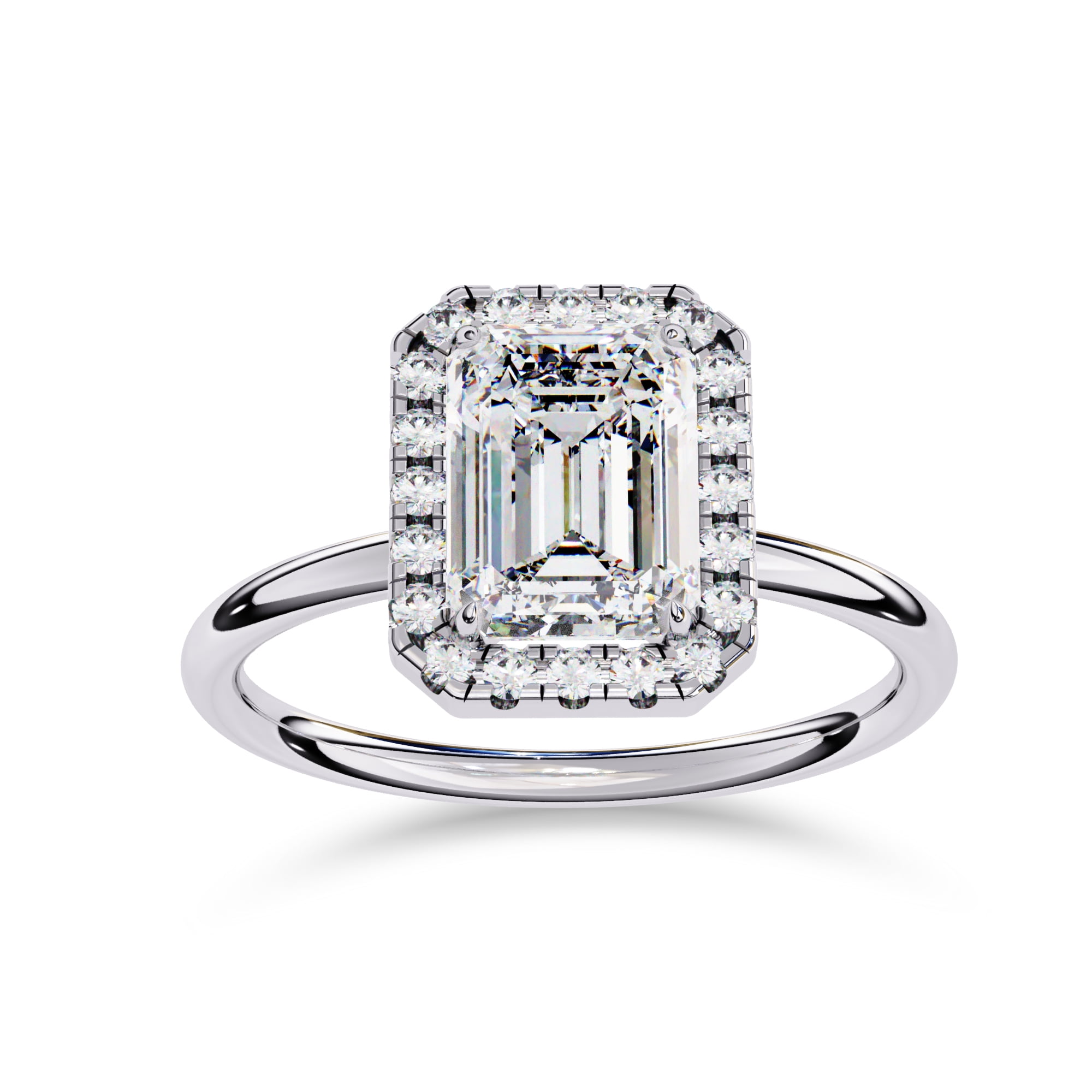 AFFY Halo Solitaire Engagement Ring for Women, 1.85 Carat (ctw) Emerald ...