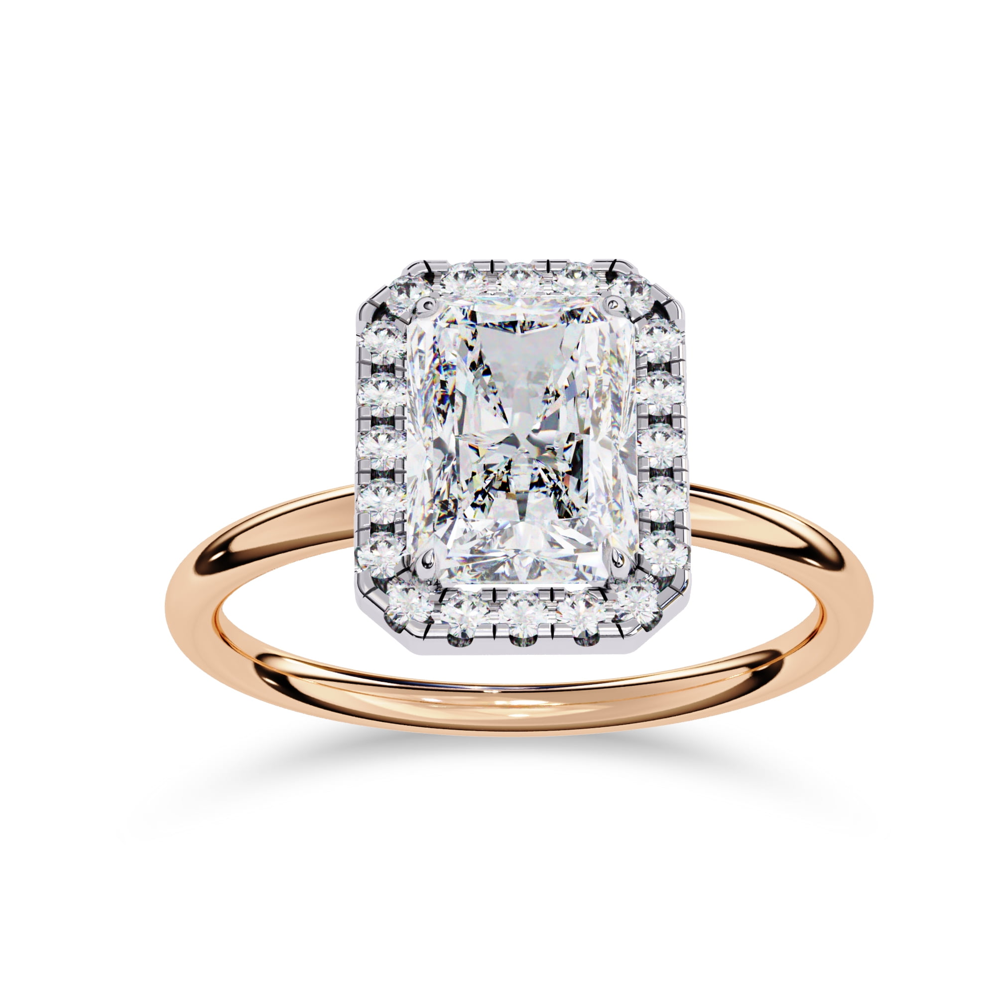 AFFY Halo Solitaire Engagement Ring for Women, 1.95 Carat (ctw) Radiant and Round Cut Lab Grown ...