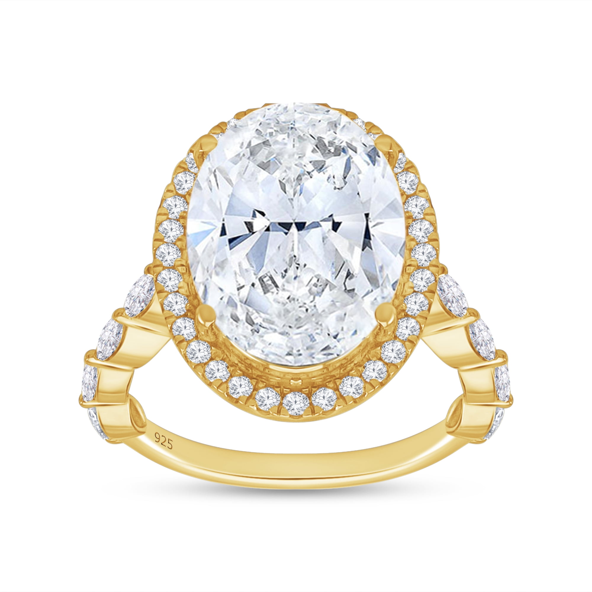 AFFY Halo Solitaire Engagement Ring for Women, 7.45 Carat (ctw) Oval ...