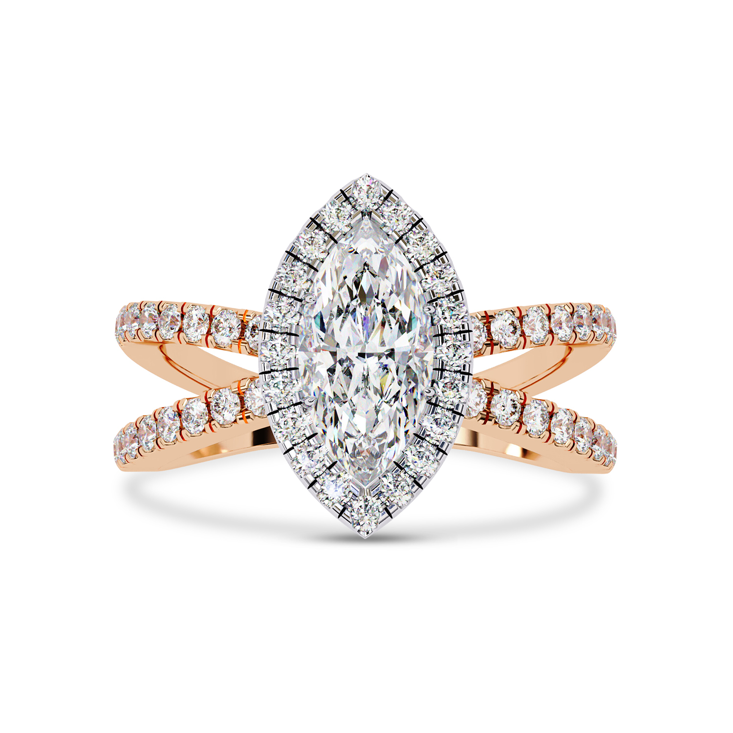 AFFY Halo Solitaire Engagement Ring for Women, Center 10x5mm Marquise ...