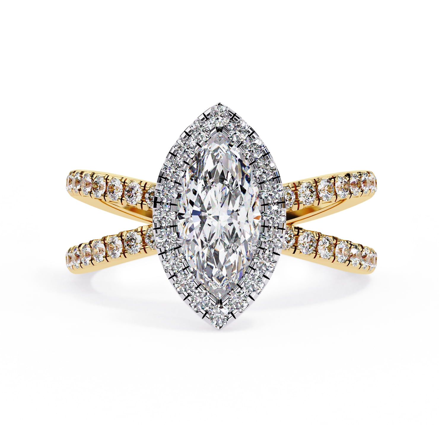 AFFY Halo Solitaire Engagement Ring for Women, Center 10x5mm Marquise ...