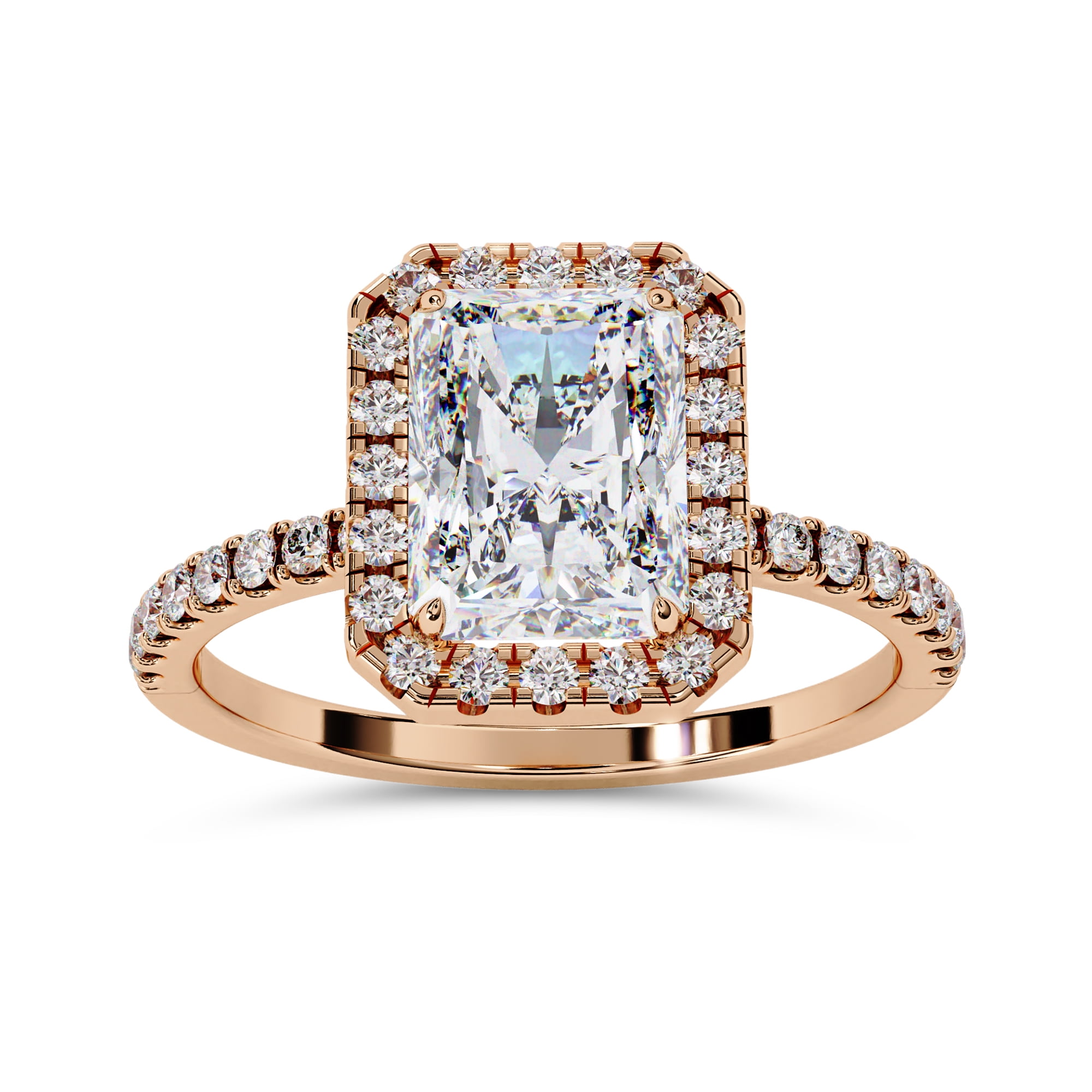 AFFY Halo Solitaire Engagement Ring for women, 2.15 Carat (ctw) Radiant ...