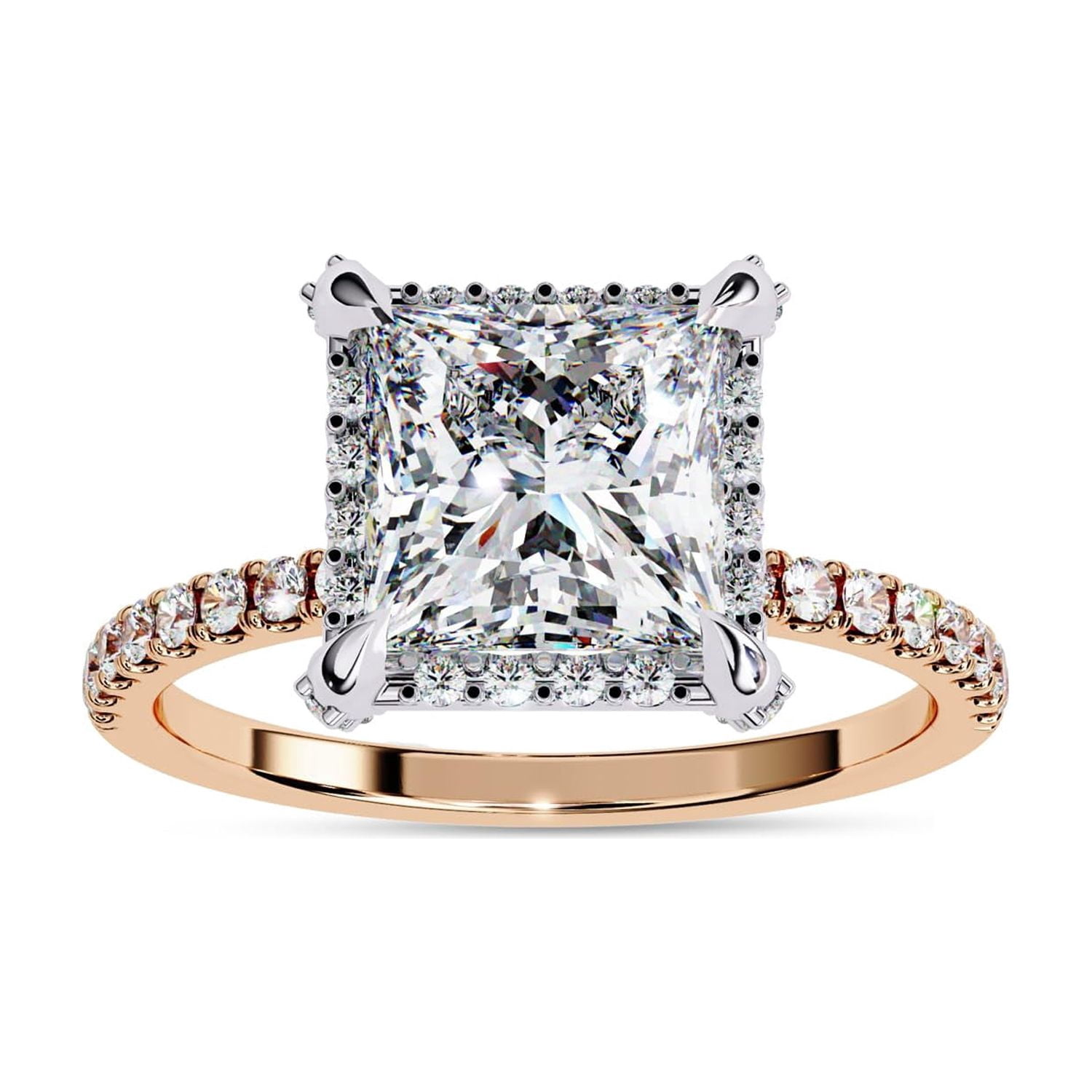 AFFY Halo Solitaire Engagement Rings for Women Center 7mm Princess and ...