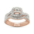 AFFY 14K Rose Gold Plated 0.85CT Moissanite Diamond Bridal Set Ring ...