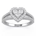 AFFY Heart Promise Ring for Women, 0.50 Carat (ctw) Princess and Round ...