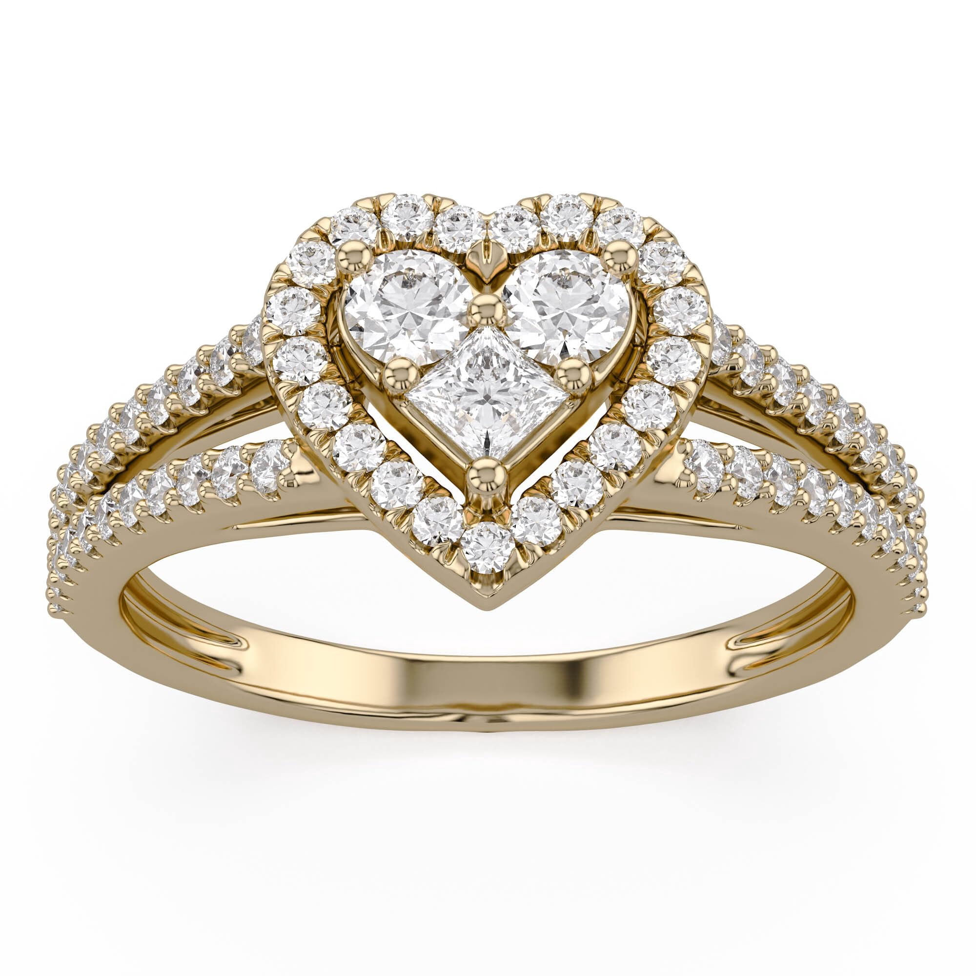 AFFY Heart Promise Ring for Women, 0.50 Carat (ctw) Princess and Round ...
