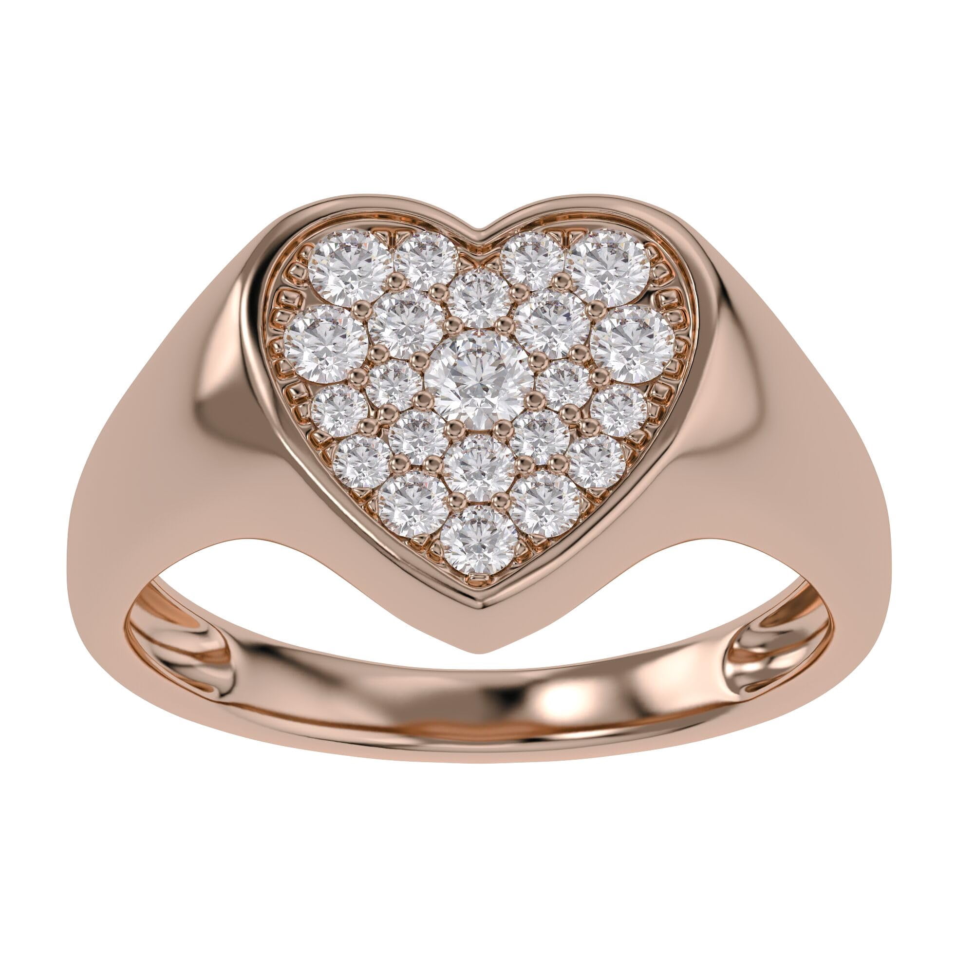AFFY Heart Signet Ring for Women, 0.33 Carat (ctw) Round Cut Lab ...