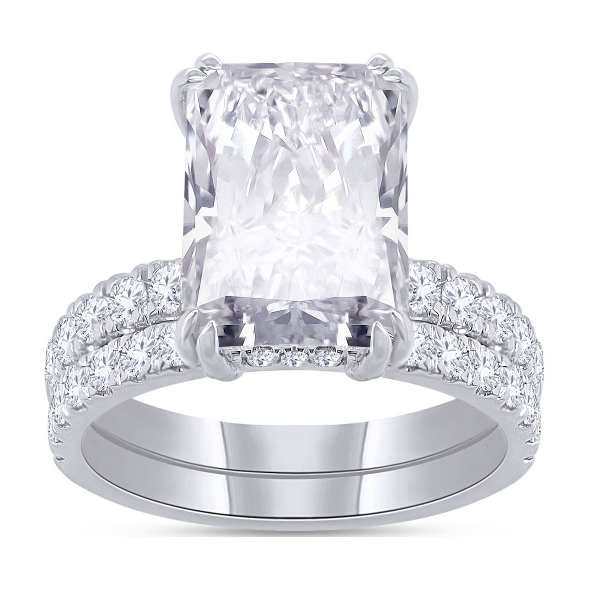 AFFY Hidden Halo Bridal Set Rings for Women, 5.25 Carat (ctw) Radiant ...