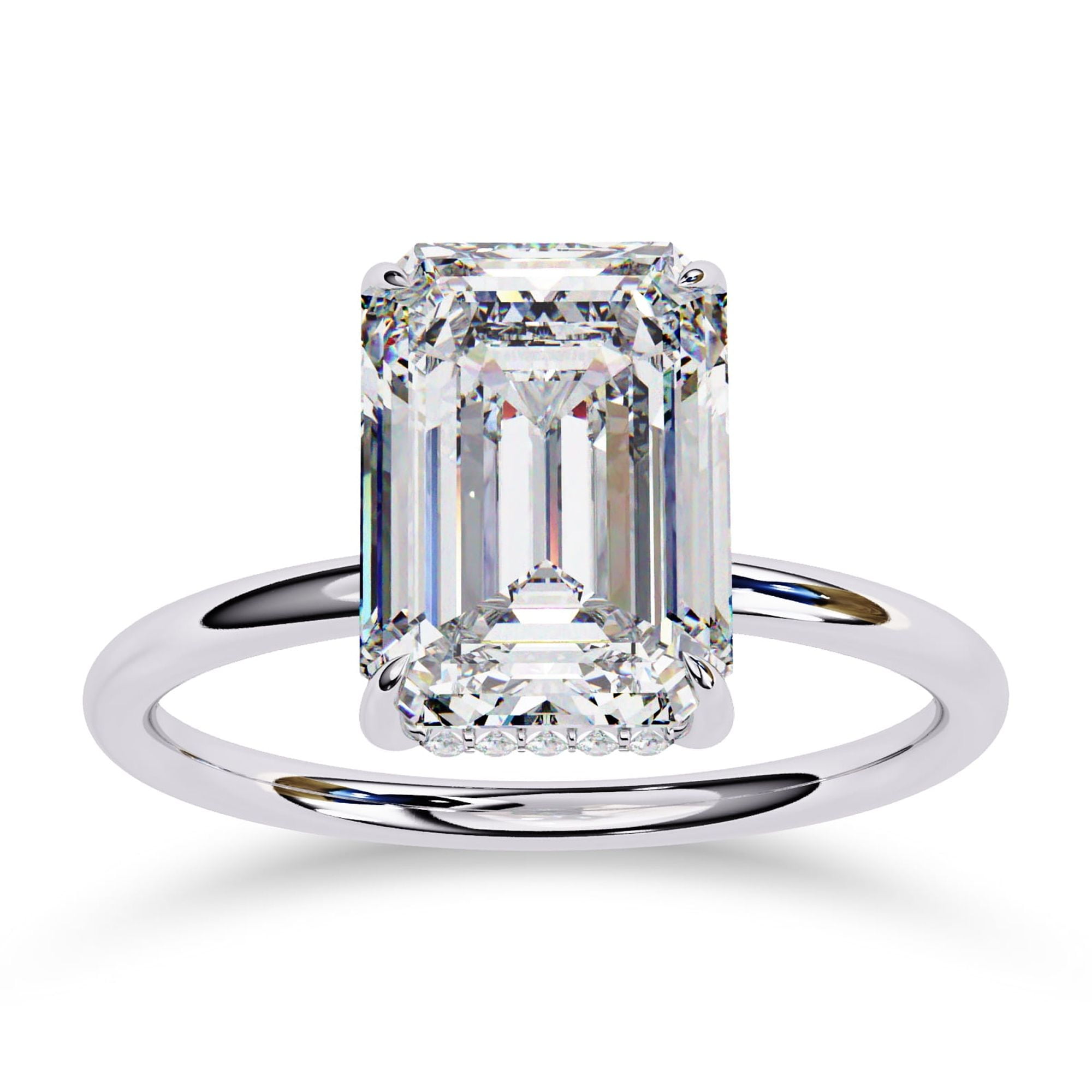 AFFY Hidden Halo Engagement Ring for Women, 2.60 Carat (ctw) Emerald ...