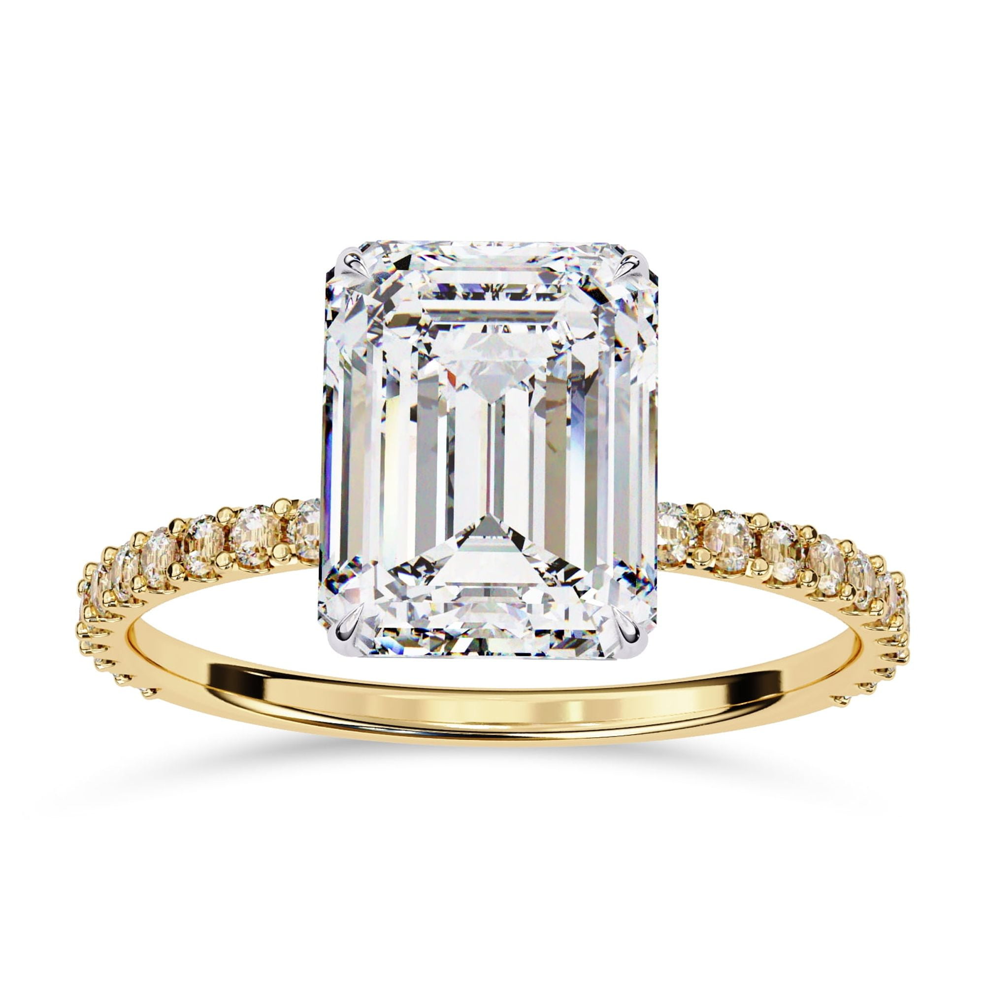 AFFY Hidden Halo Engagement Ring for Women, 2.85 Carat (ctw) Emerald ...