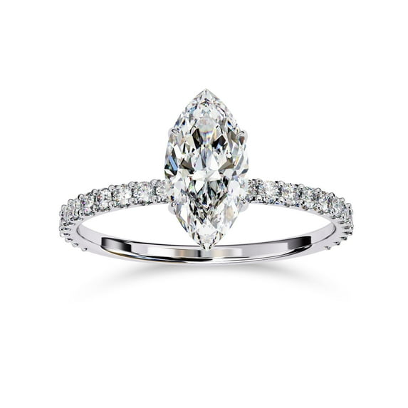 AFFY Hidden Halo Engagement Ring for Women Center 10x5mm Marquise and ...