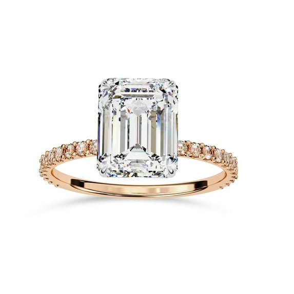 AFFY Hidden Halo Engagement Ring for Women, Center 9x7mm Emerald Cut ...