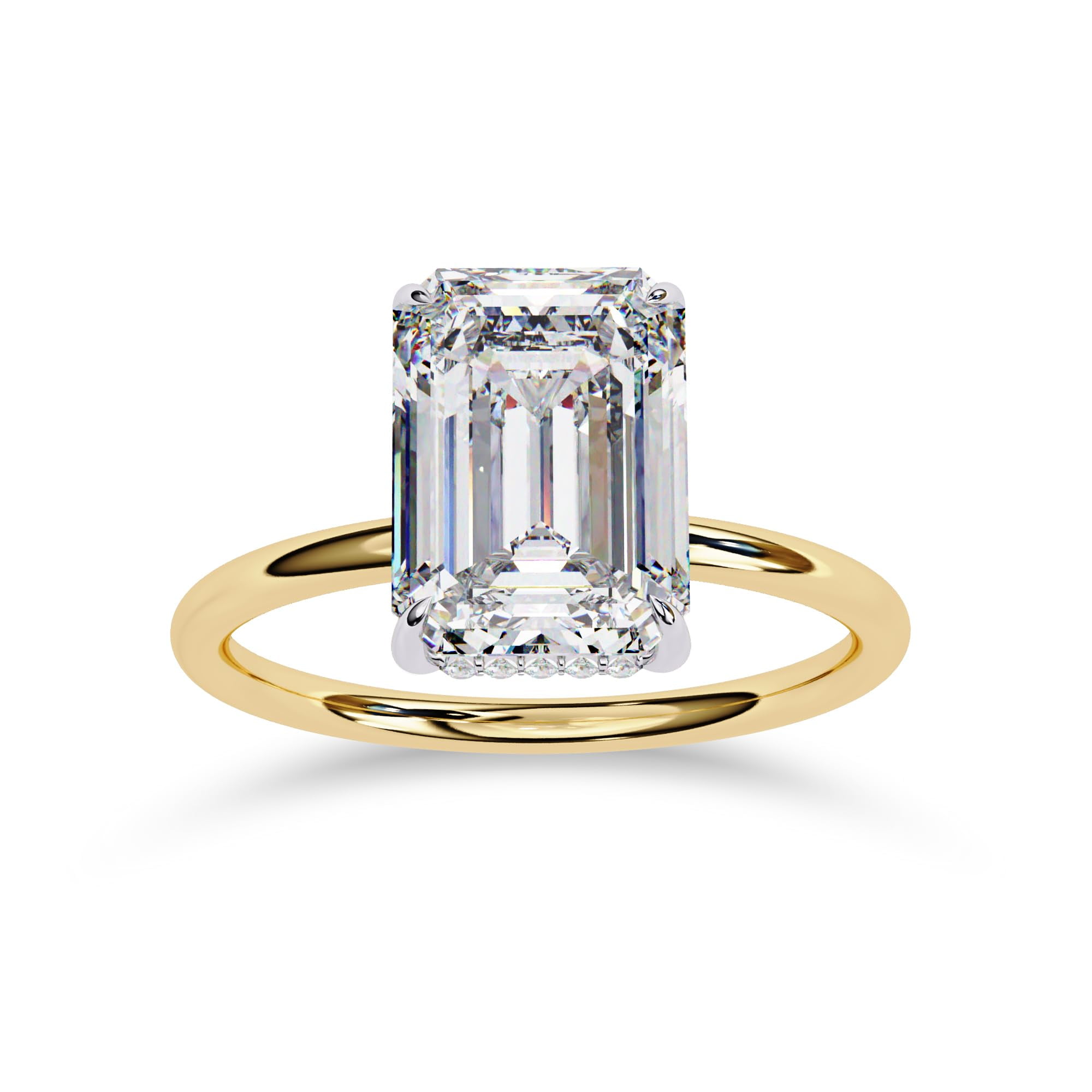 AFFY Hidden Halo Engagement Ring for Women Center 9x7mm Emerald and ...