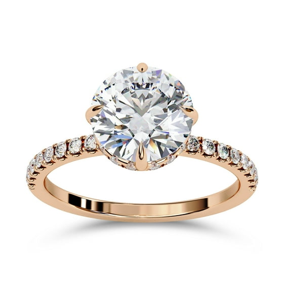 AFFY Hidden Halo Solitaire Engagement Ring for Women Center 8.5mm Round ...