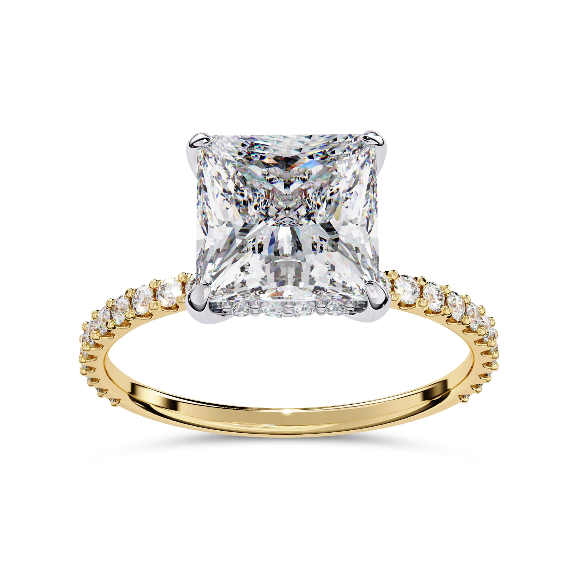 AFFY Hidden Halo Solitaire Engagement Rings for Women, Center 7.5mm ...