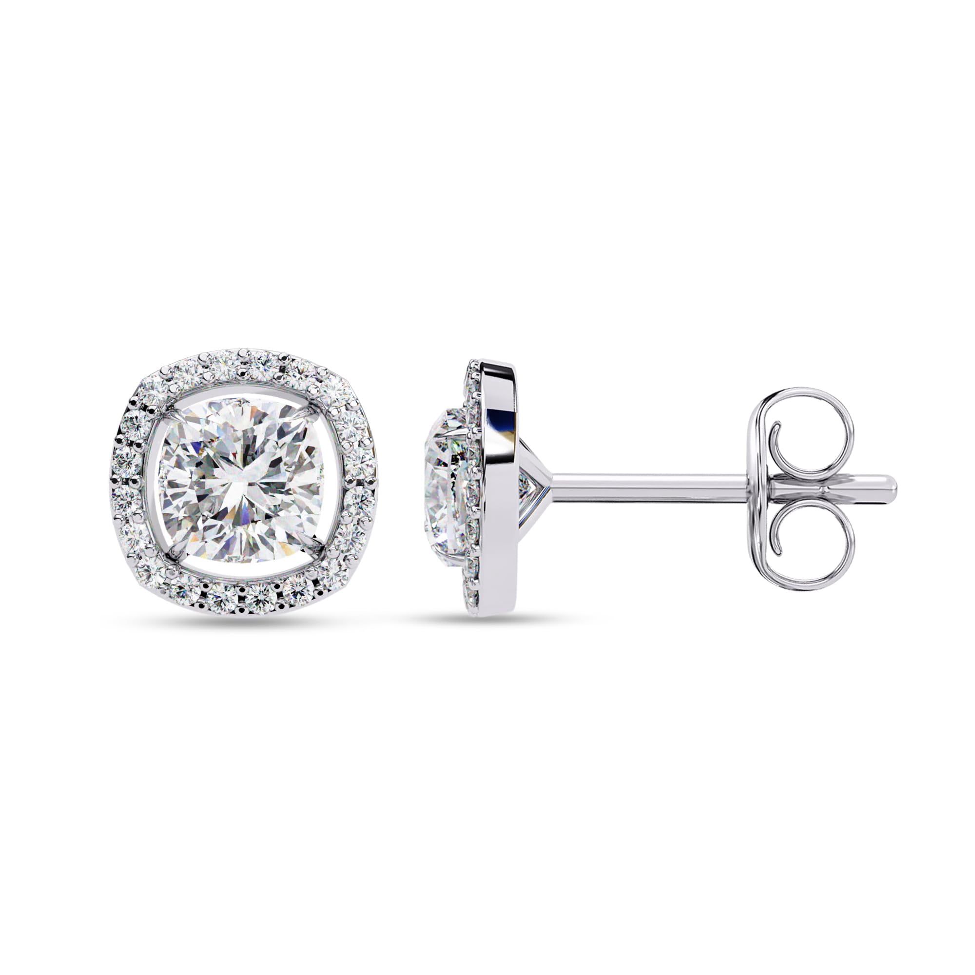 AFFY IGI Certified 1.90 Carat (ctw) Lab Grown Diamond Earrings, Cushion ...