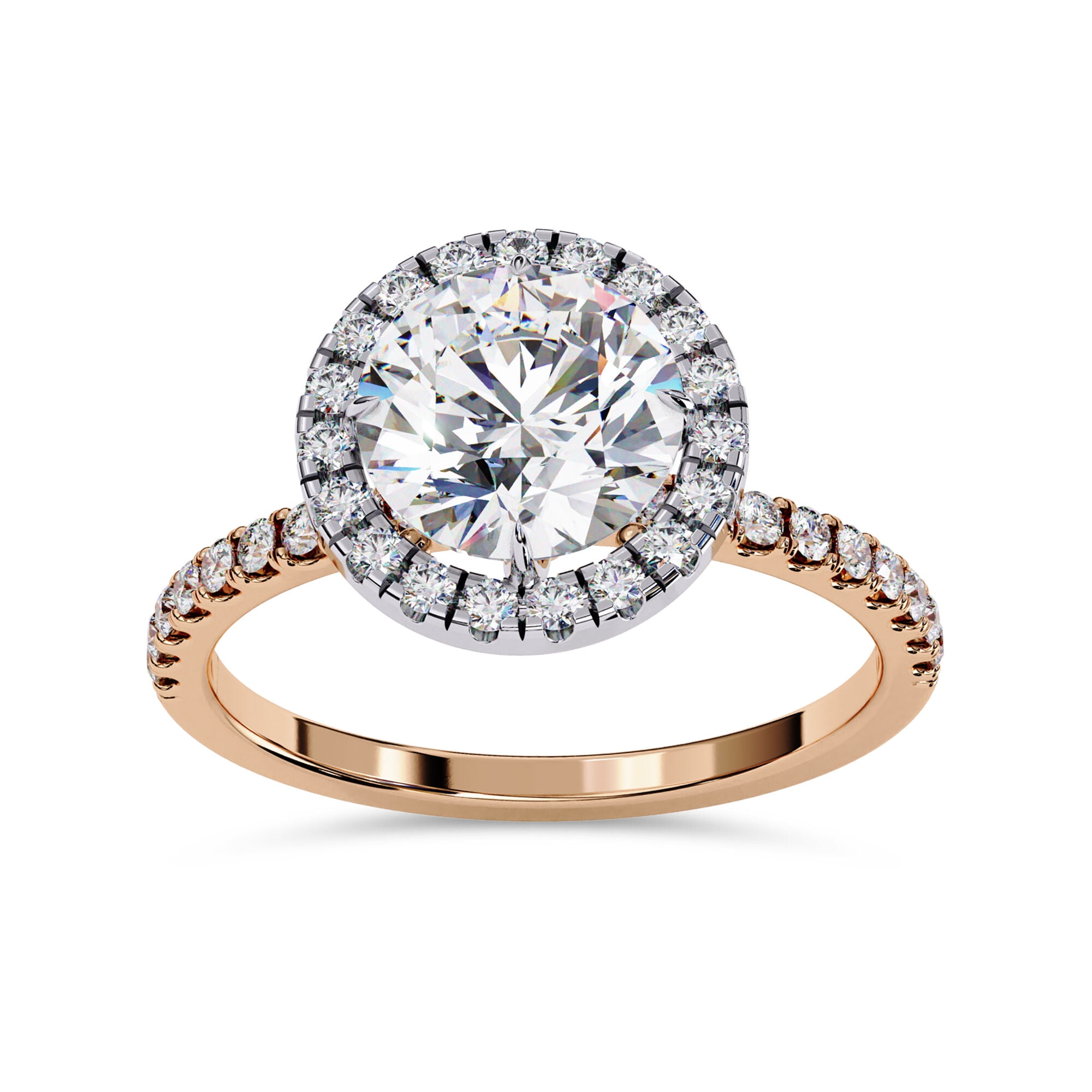 AFFY IGI Certified Lab Grown Diamond Halo Solitaire Engagement Ring ...