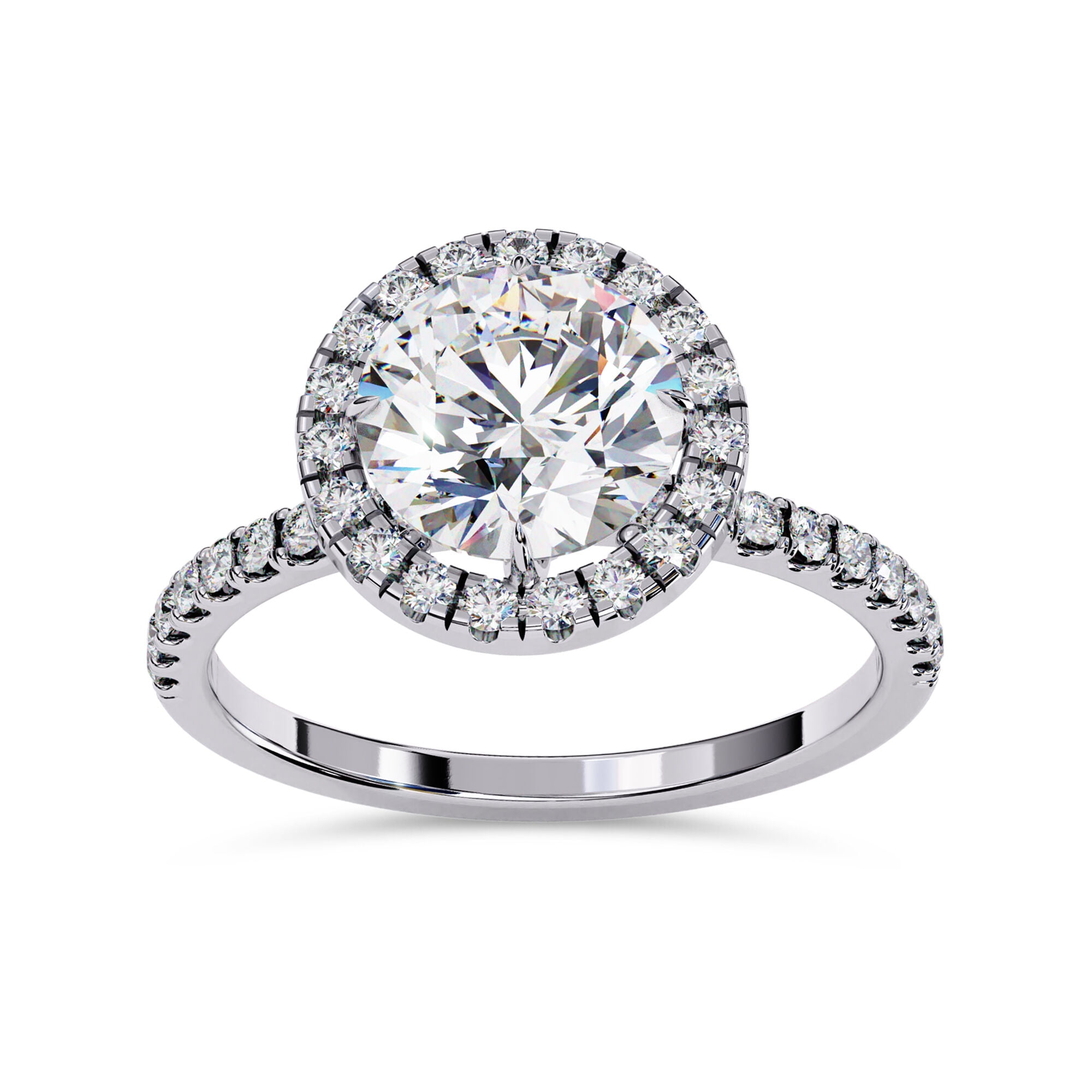 AFFY IGI Certified Lab Grown Diamond Halo Solitaire Engagement Ring ...