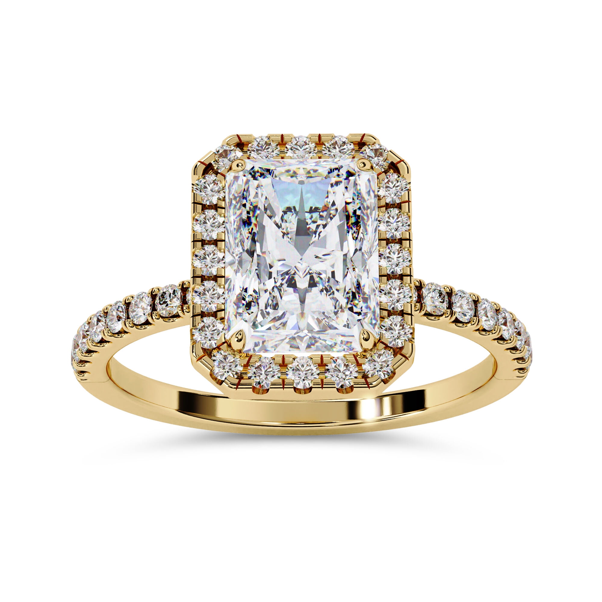 AFFY IGI Certified Lab Grown Diamond Halo Solitaire Engagement Ring ...