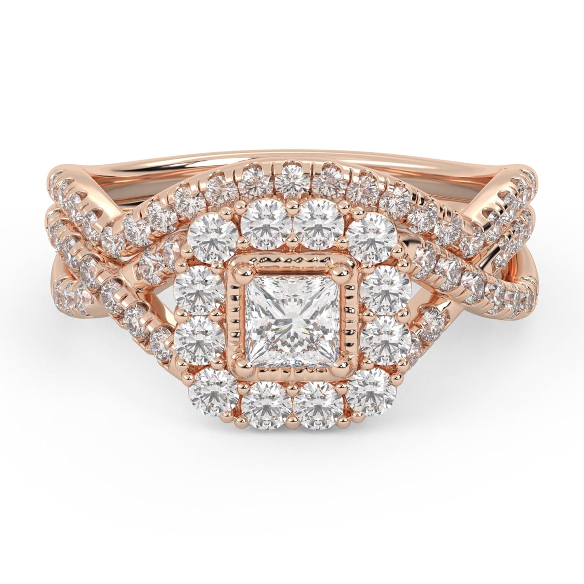 AFFY Infinity Halo Bridal Set Ring for Women, 1.10 Carat (ctw) Princess ...