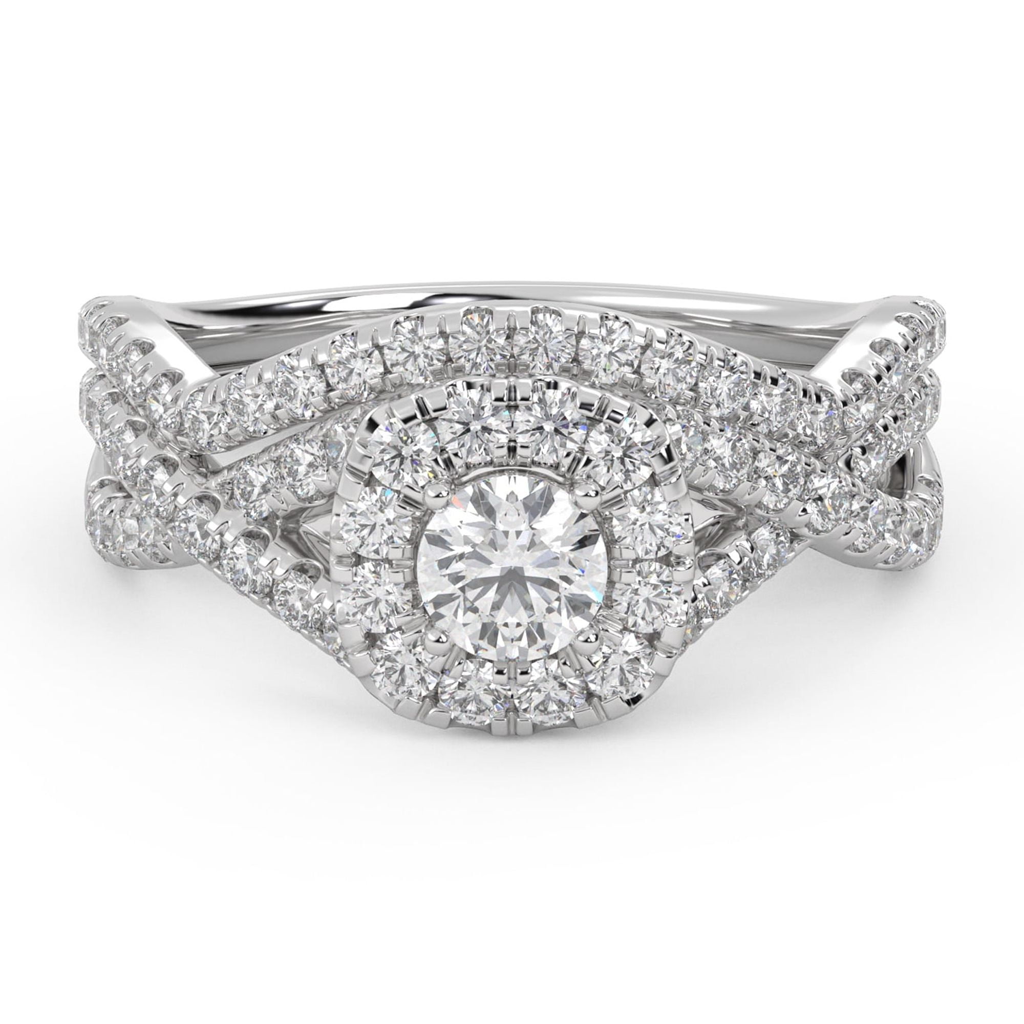 AFFY Infinity Halo Solitaire Cluster Bridal Set Ring for Women, 1.00 ...