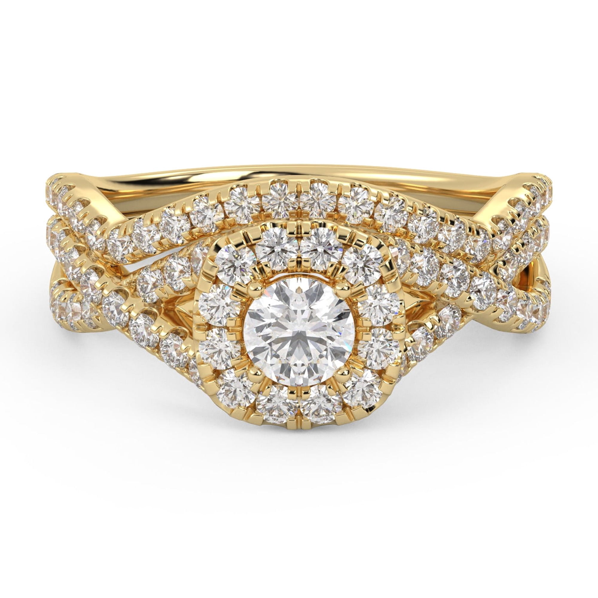 AFFY Infinity Halo Solitaire Cluster Bridal Set Ring for Women, IGI ...