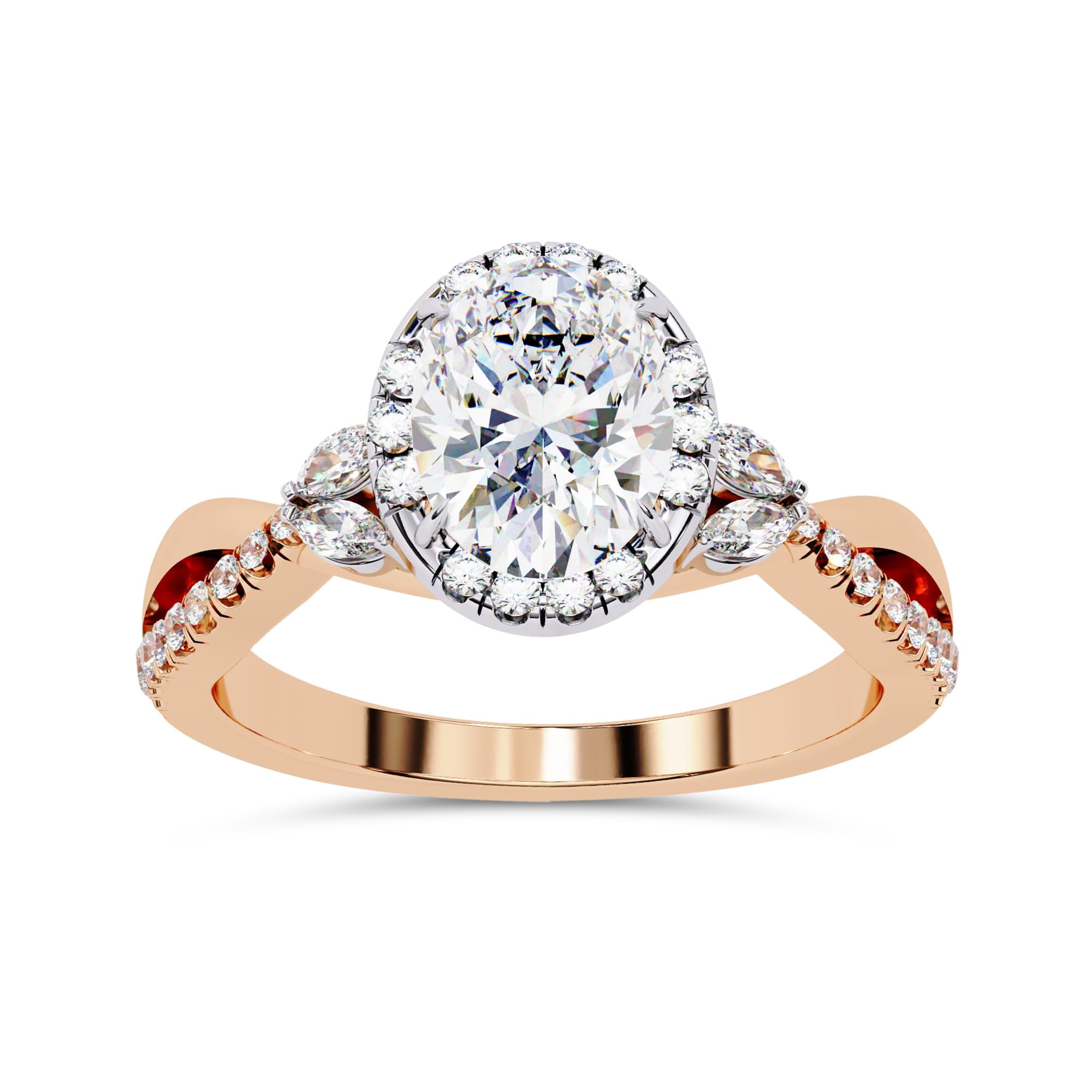 AFFY Infinity Halo Solitaire Engagement Rings for Women Center 7x5.5mm ...