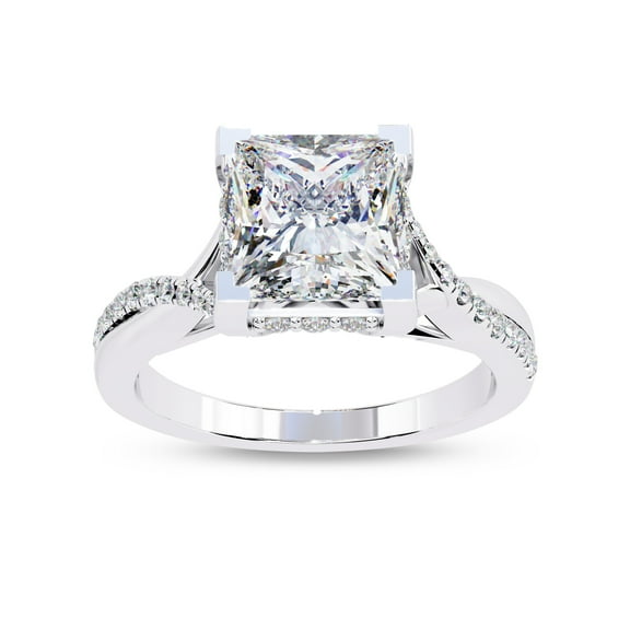 2.00 Carat (Ctw VS1-VS2) Lab-Grown Princess Cut Diamond Halo Engagement ...