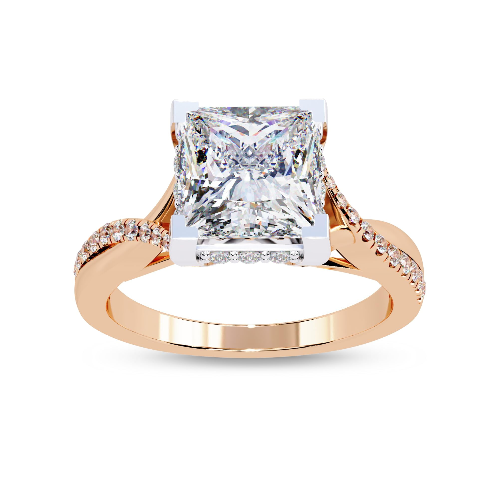 AFFY Infinity Hidden Halo Solitaire Engagement Rings for Women, Center ...
