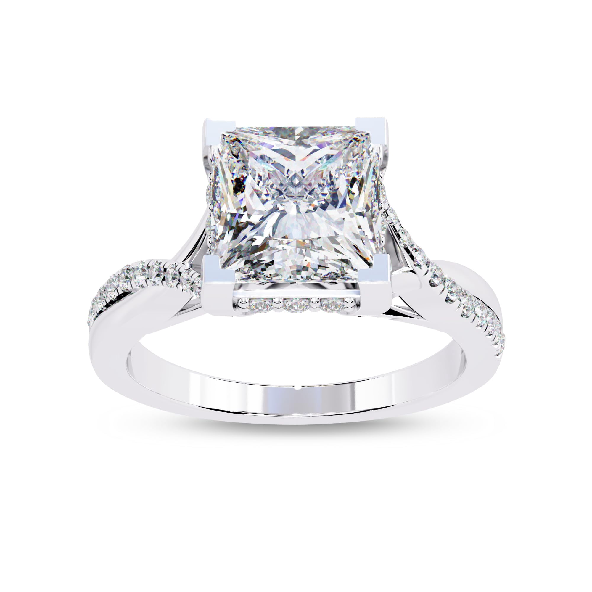 AFFY Infinity Hidden Halo Solitaire Engagement Rings for Women, Center ...