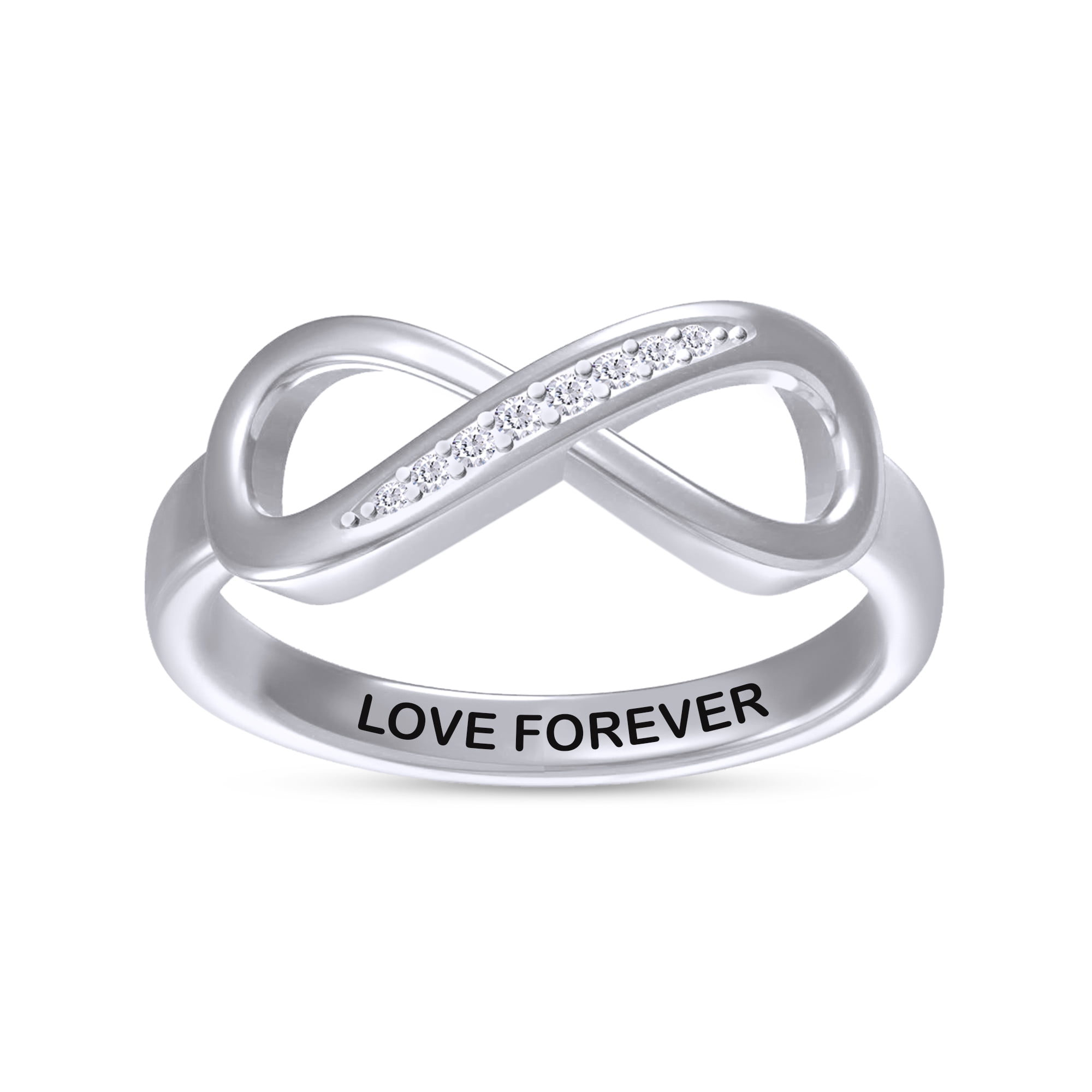 AFFY Infinity Promise Ring for Women | Round Lab Created Moissanite "Love Forever" Stackable ...