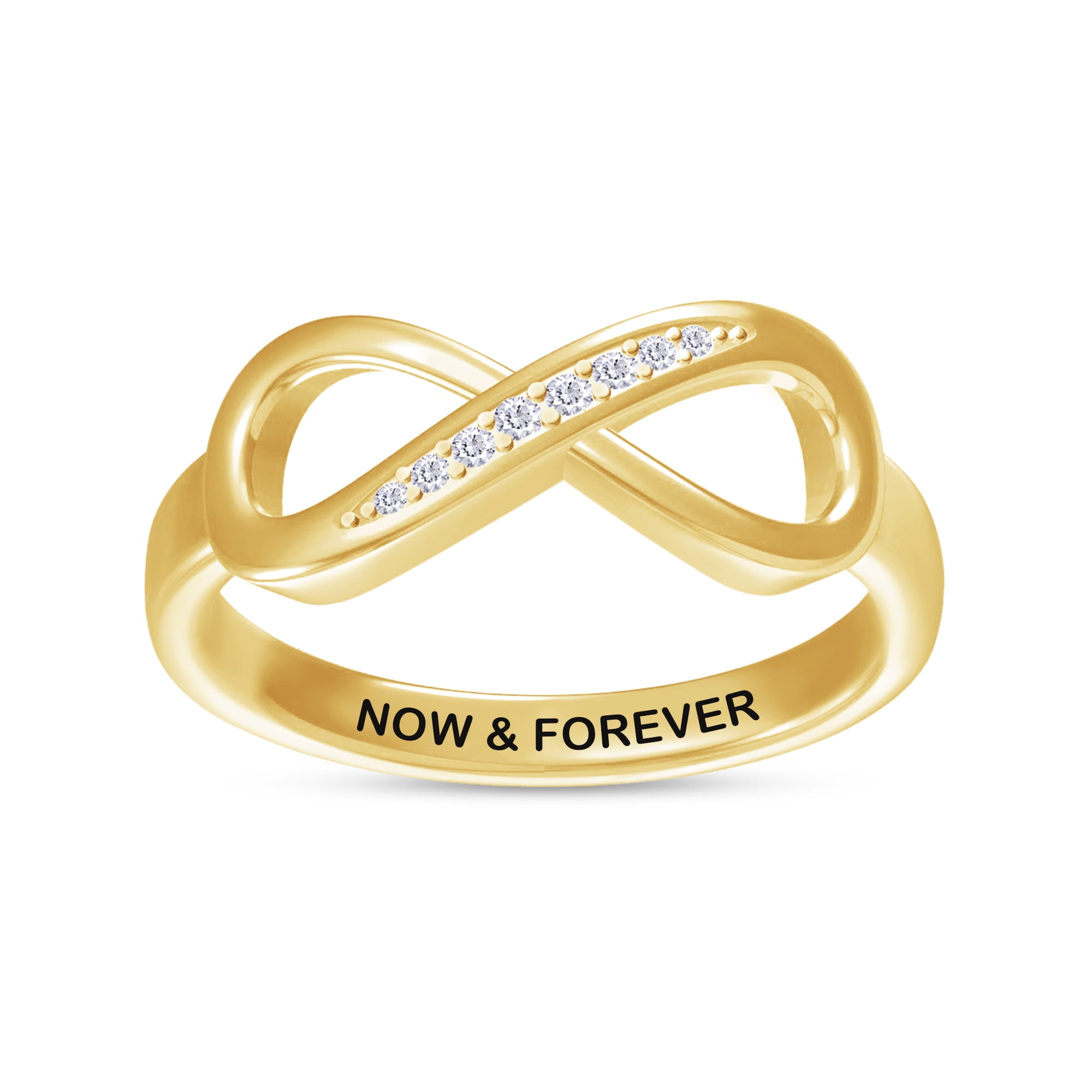 AFFY Infinity Promise Ring for Women | Round Lab Created Moissanite "Now & Forever" Stackable ...
