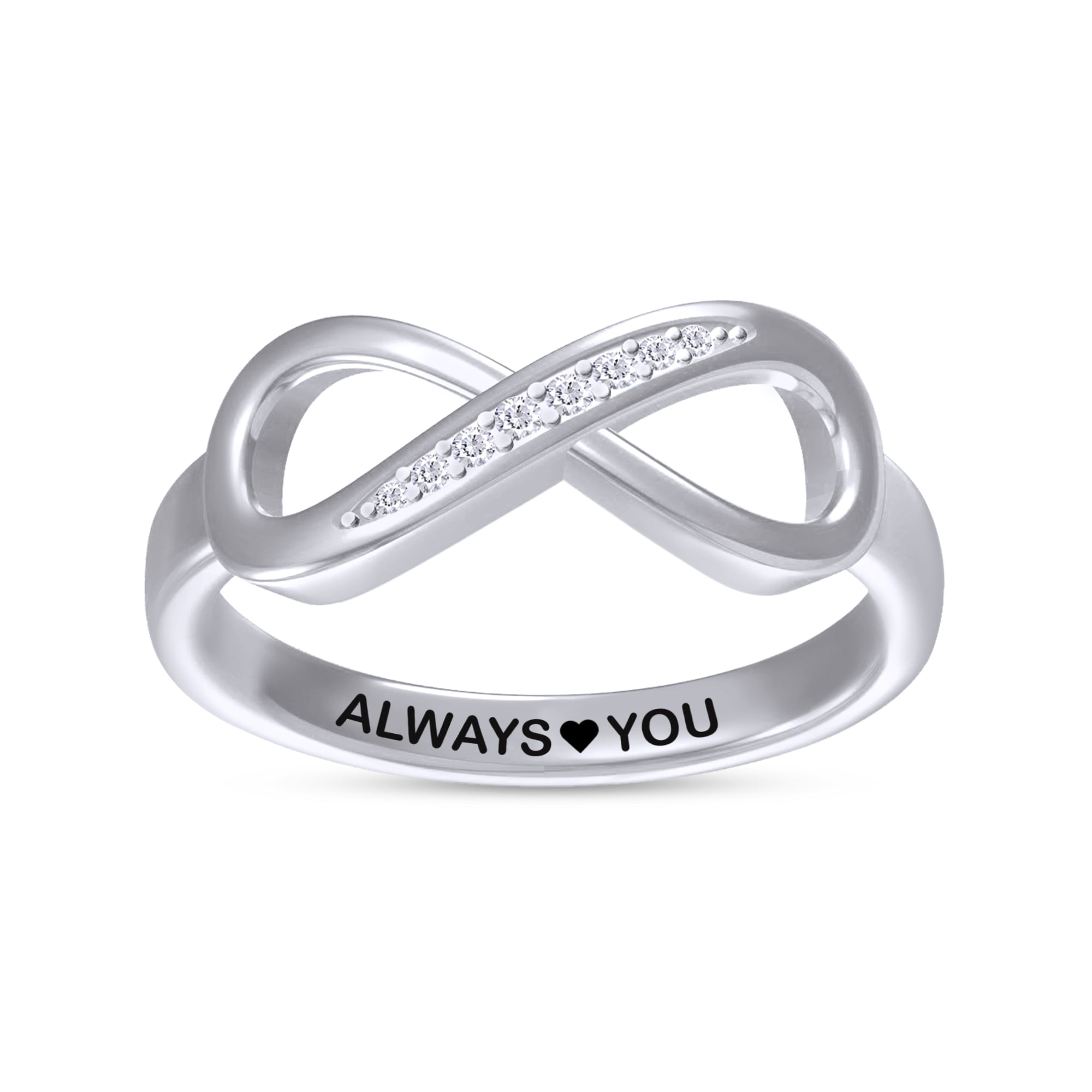 AFFY Infinity Promise Ring for Women | Round White Natural Diamond ...