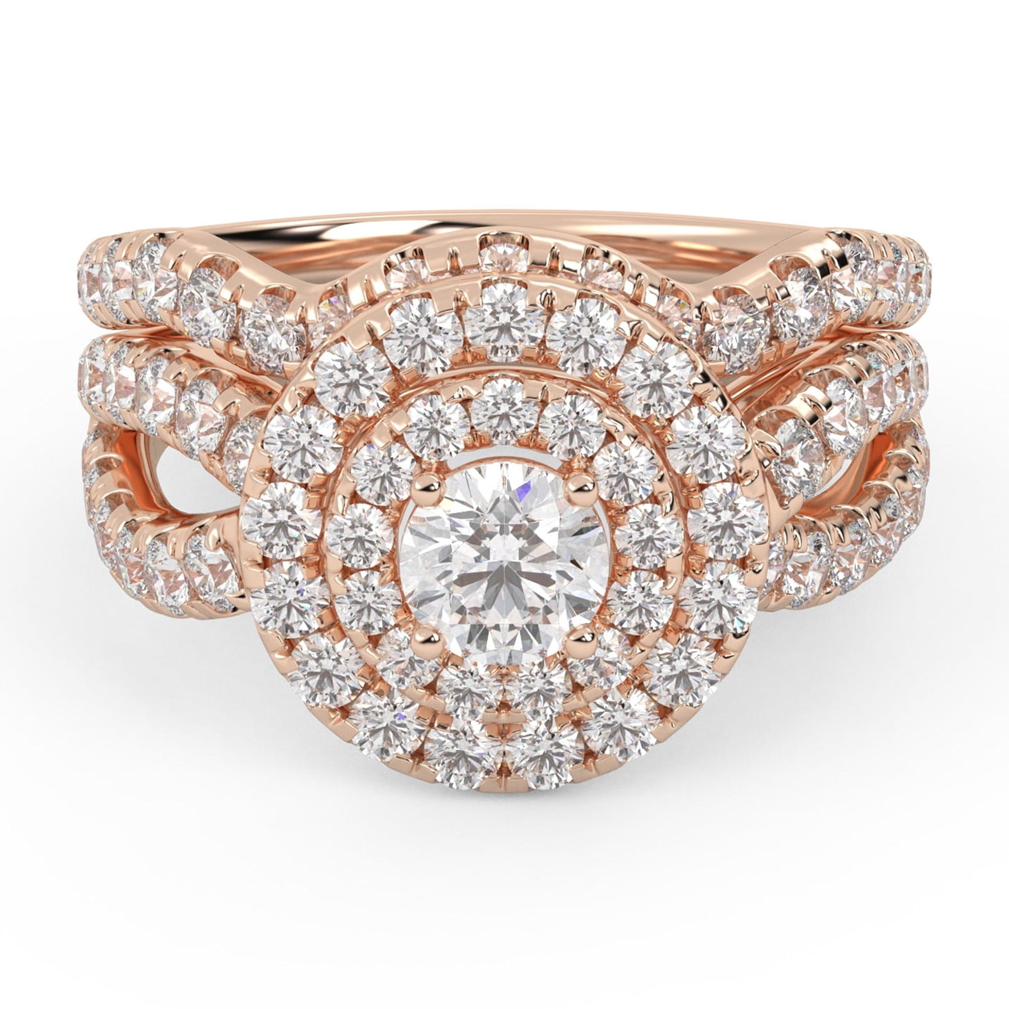 AFFY Infinity Shank Double Halo Bridal Set Ring for Women, 2.05 Carat ...