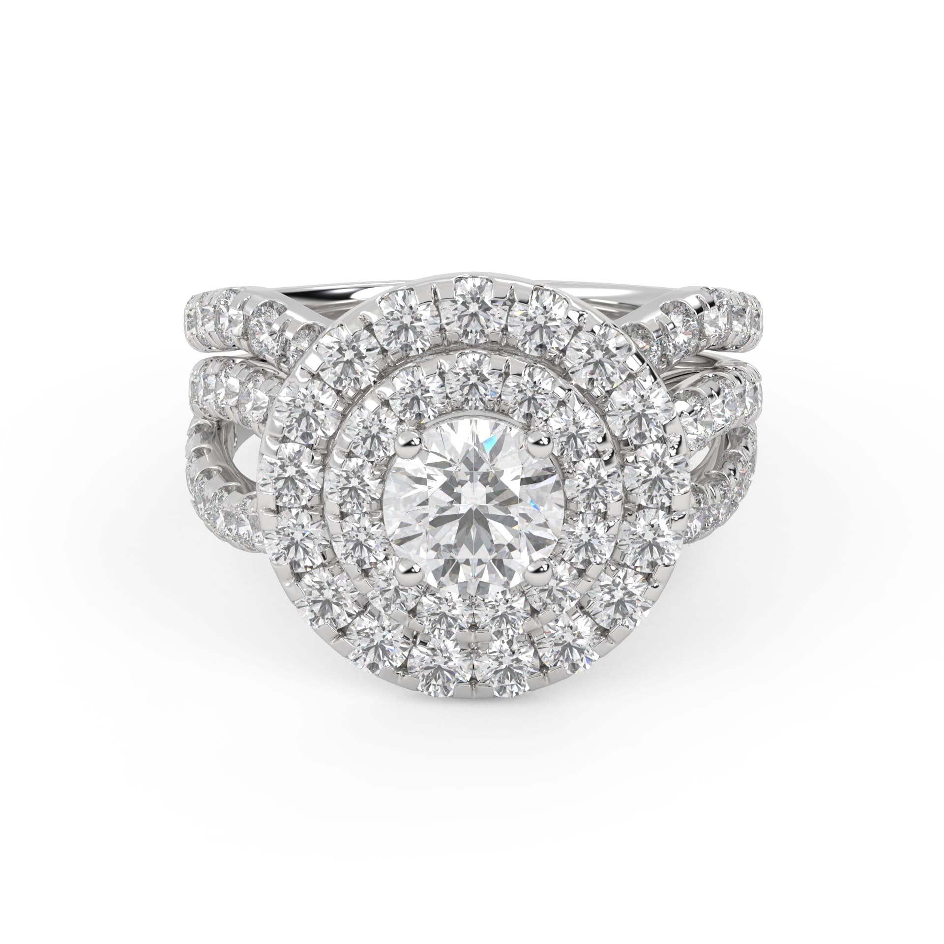 AFFY Infinity Shank Double Halo Bridal Set Ring for Women, 6mm Round Cut Lab Created Moissanite ...