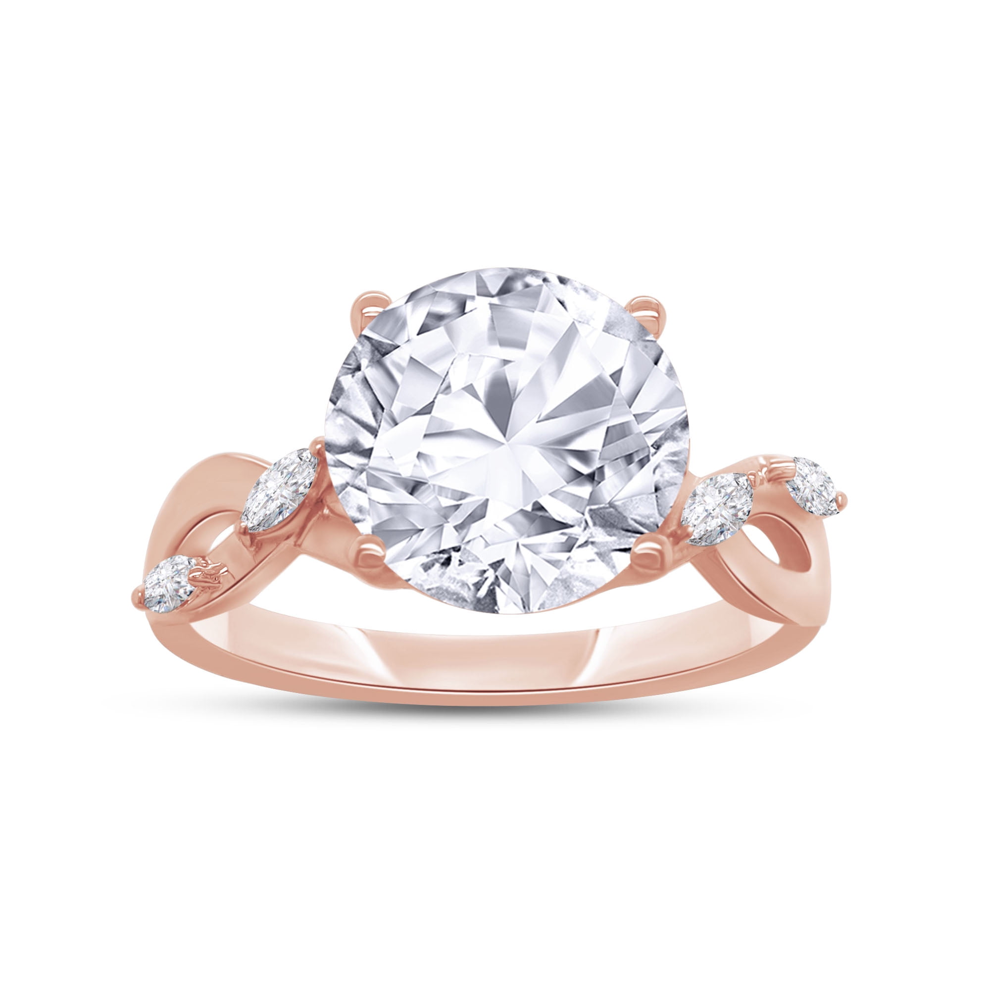 AFFY Infinity Solitaire Engagement Ring for Women, 3.10 Carat (ctw) Round and Marquise IGI ...