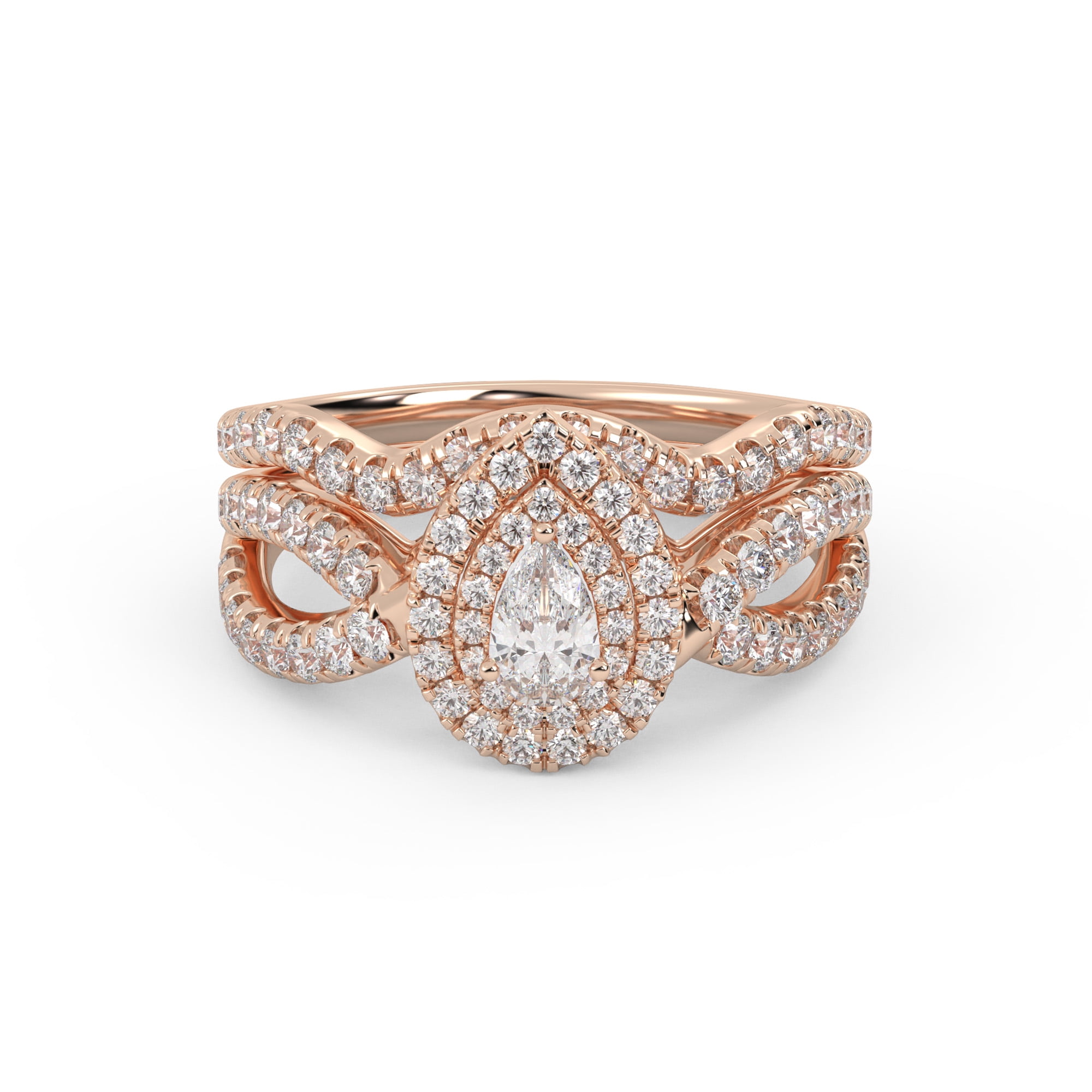 AFFY Infinity Teardrop Double Halo Bridal Set Ring for Women, 1.16 ...
