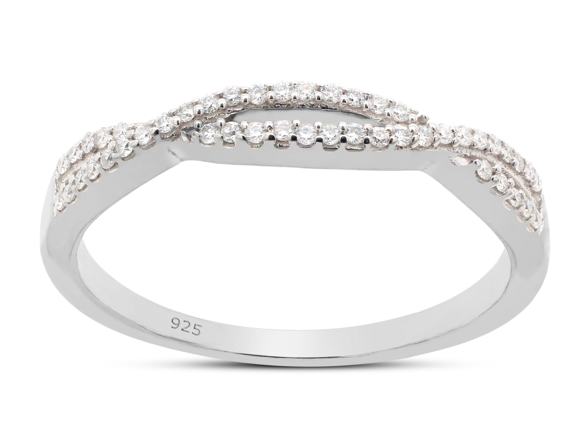 AFFY Infinity Twist Band Ring for Women, 0.10CT Round Moissanite ...