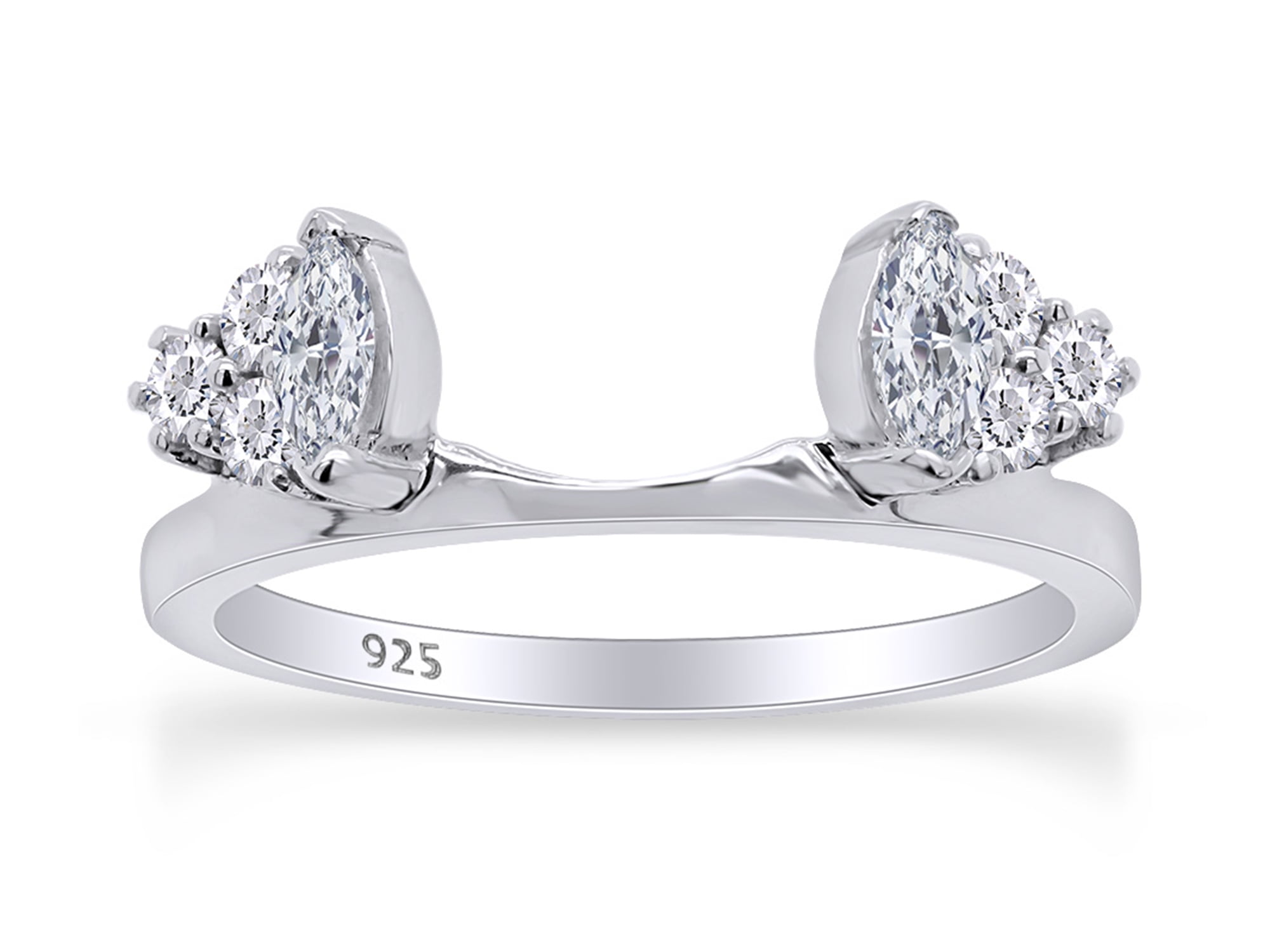 AFFY Marquise & Round Cut White Cubic Zirconia Wrap Enhancer Guard Ring ...