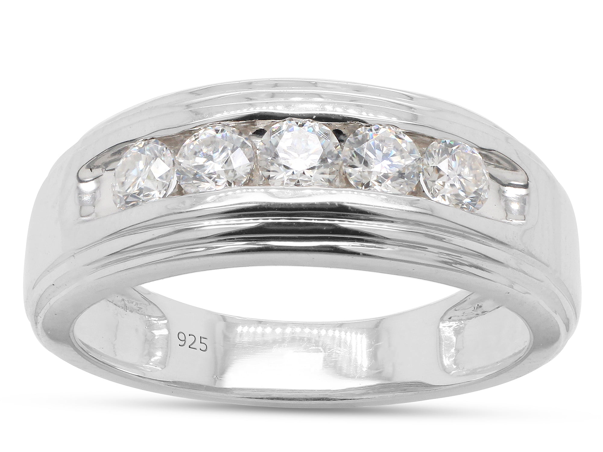 AFFY Mens Anniversary Wedding Band Ring, 0.50CT Moissanite Diamond 14K ...