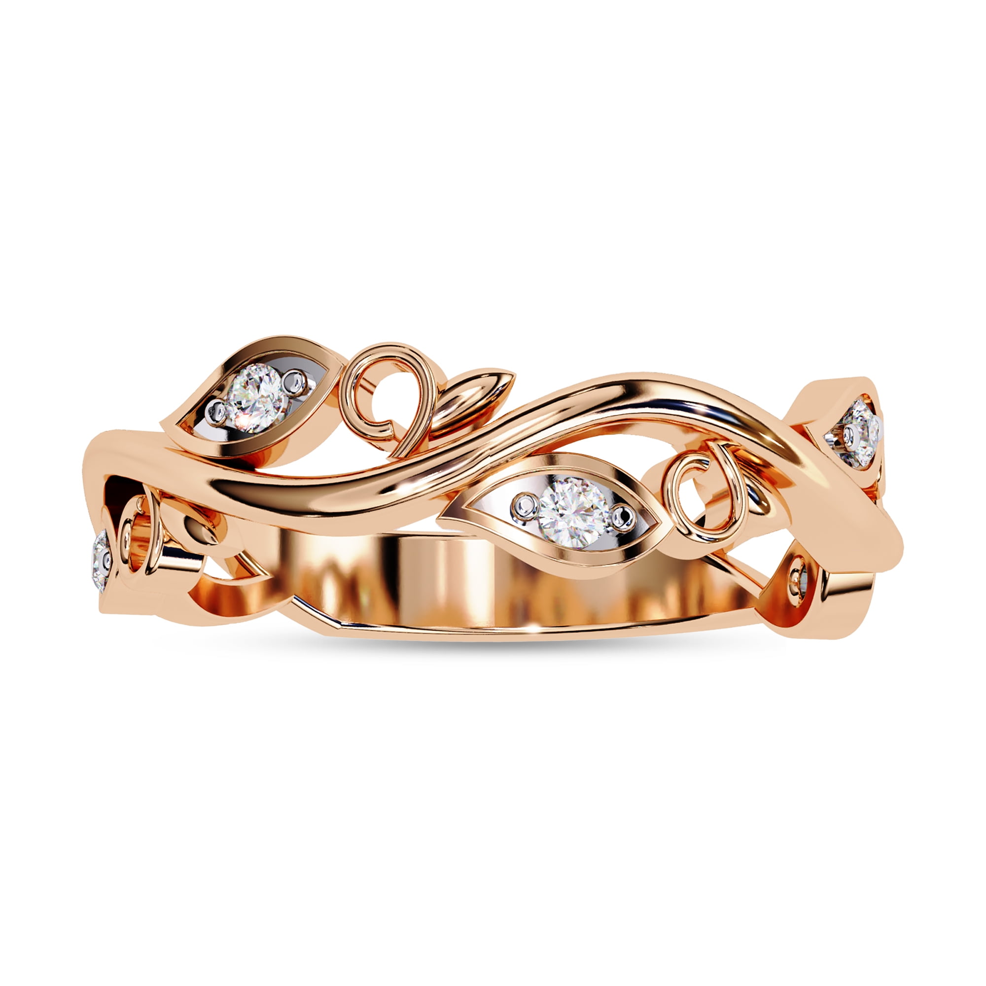 AFFY Olive Branch Leaves Wedding Band Ring for Women, 0.10 Carat (ctw ...