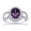 AFFY Oval Cut Simulated Amethyst & White CZ 14k White Gold Over ...