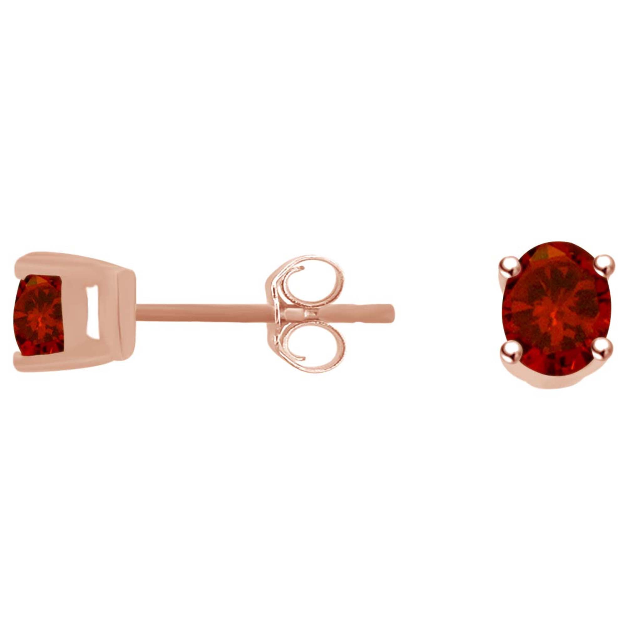 AFFY Oval Shape Simulated Red Garnet Solitaire Stud Earrings In 14k ...