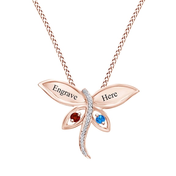 AFFY Personalized Engrave Simulated Birthstone Dragonfly Pendant ...