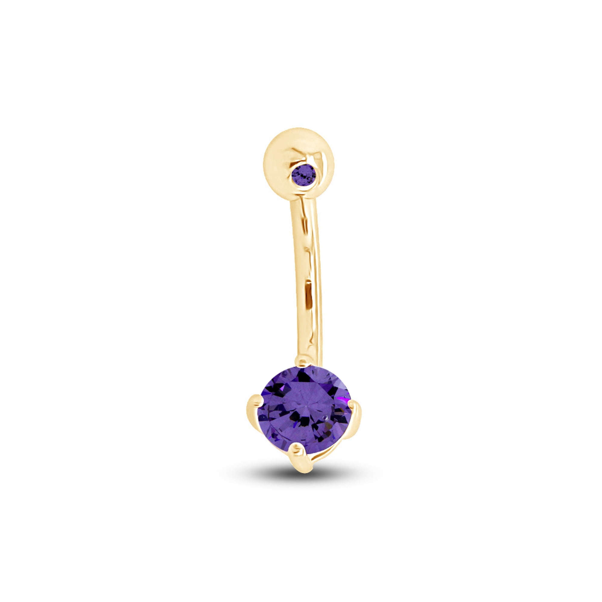 AFFY Round Shape Simulated Amethyst Body Piercing Belly Button Ring in ...
