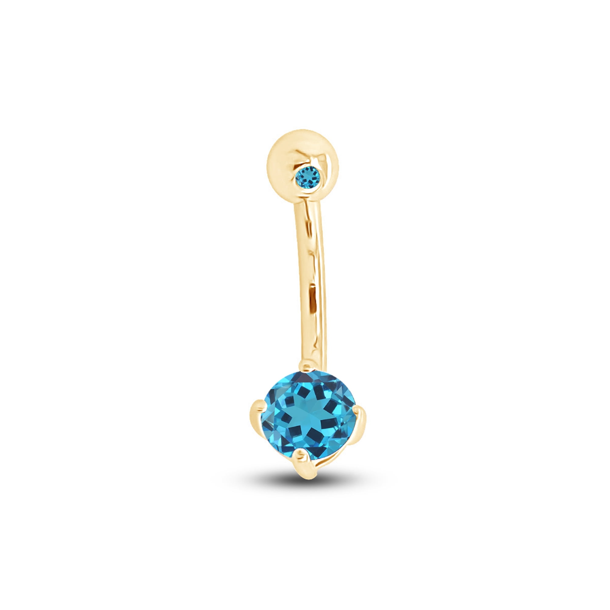 AFFY Round Shape Simulated Blue Topaz Body Piercing Belly Button Ring ...