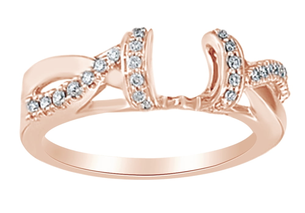 AFFY Round Shape White Natural Diamond Wrap Style Enhancer Ring In 14K ...