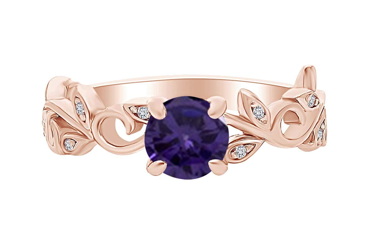 AFFY Round Simulated Alexandrite 14k Rose Gold Over Sterling Silver ...